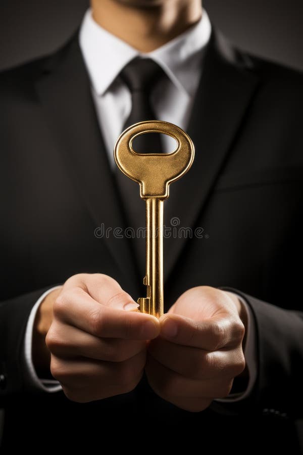 An Individual Holding a Golden Key Stock Photo - Image of apartment ...