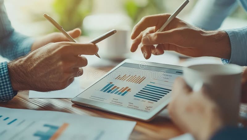 An Individual is Holding a Tablet Device that Displays a Graph on it ...