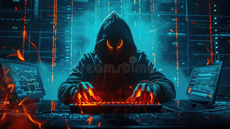 Individual in a Hoodie Engrossed in Work at a Computer Workstation with ...