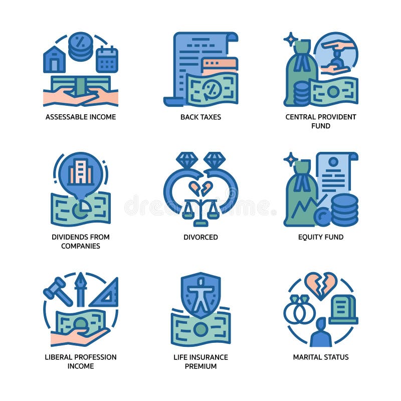 Individual Income Tax Icon Set Stock Vector - Illustration of provident ...