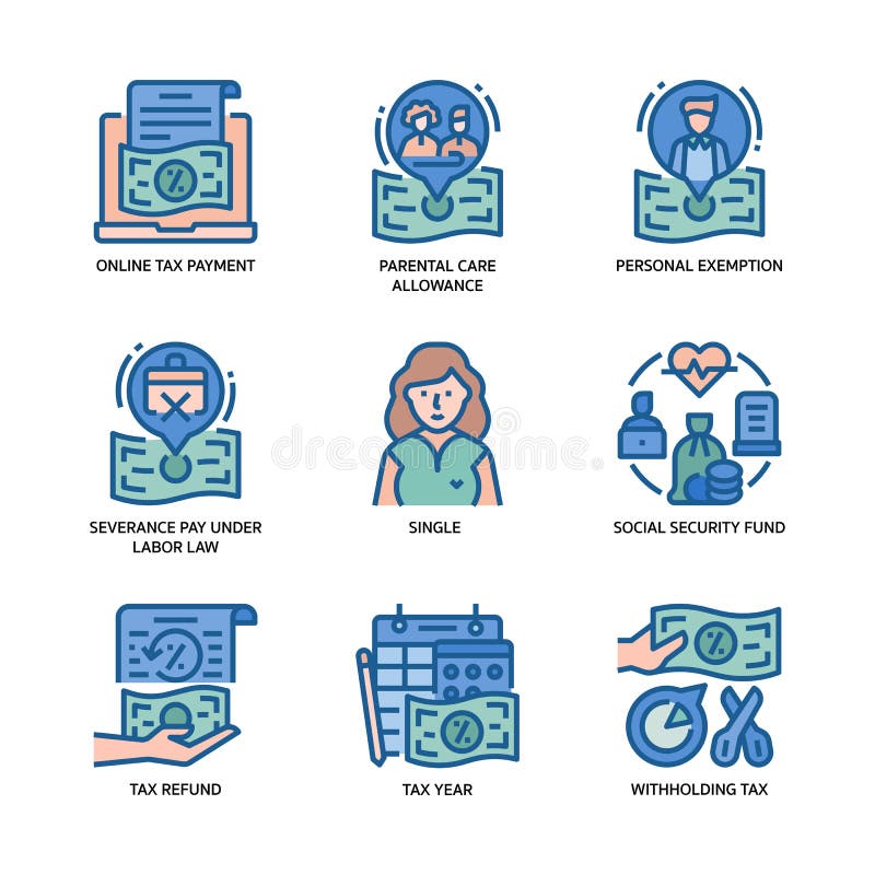 Individual Income Tax Icon Set Stock Vector - Illustration of vector ...