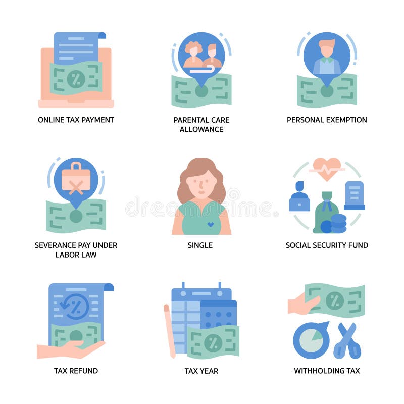 Individual Income Tax Icon Set Stock Vector - Illustration of ...