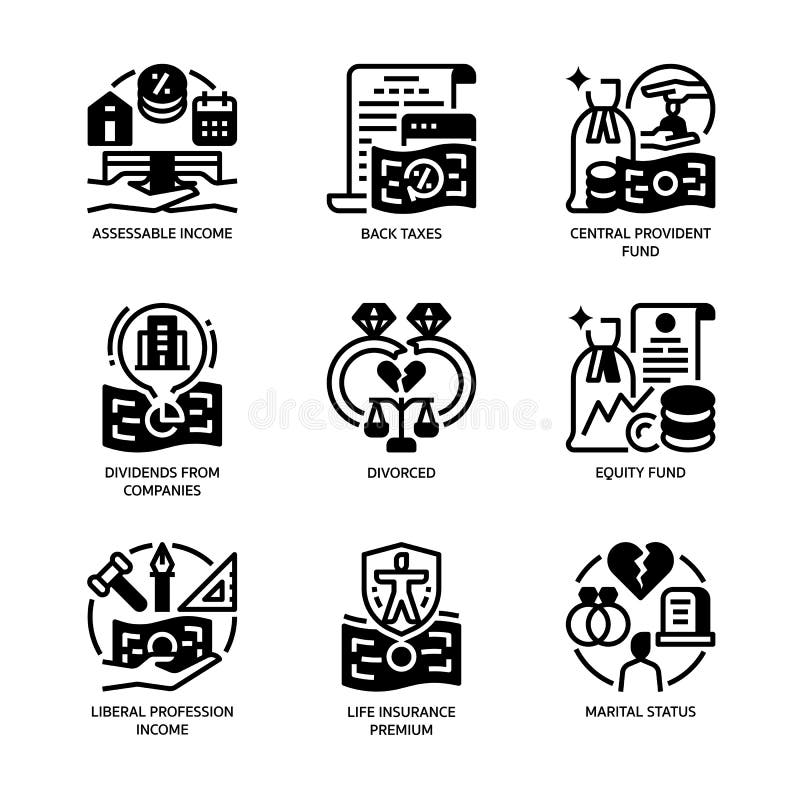 Individual Income Tax Icon Set Stock Vector - Illustration of taxes ...
