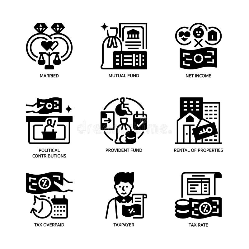 Individual Income Tax Icon Set Stock Vector - Illustration of glyph ...
