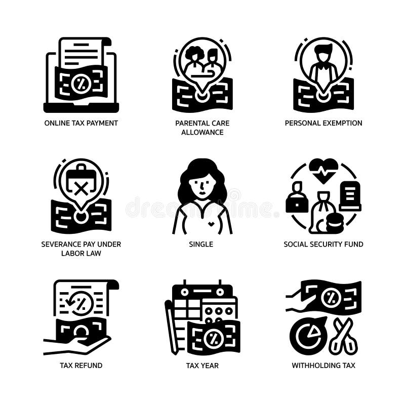 Individual Income Tax Icon Set Stock Vector - Illustration of refund ...