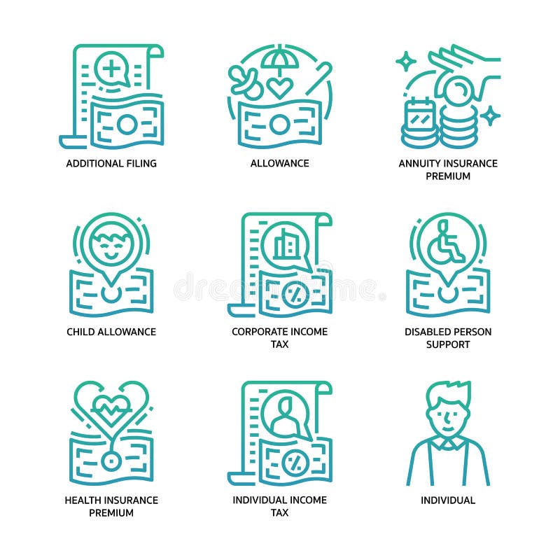 Individual Income Tax Icon Set Stock Vector - Illustration of corporate ...