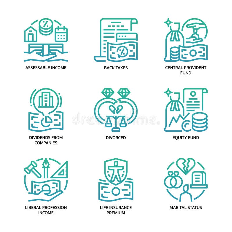 Individual Income Tax Icon Set Stock Vector - Illustration of personal ...