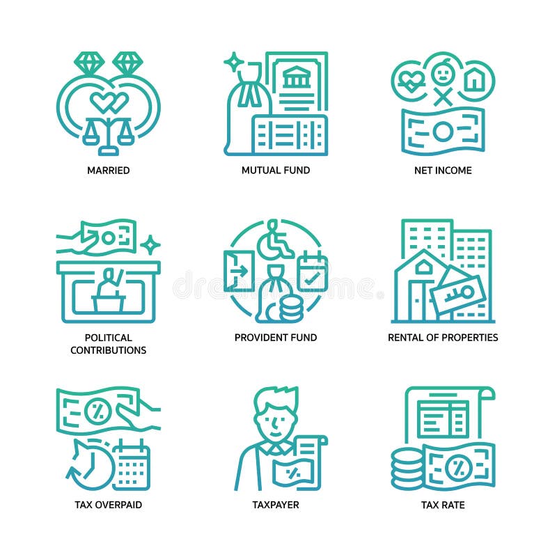 Individual Income Tax Icon Set Stock Vector - Illustration of child ...