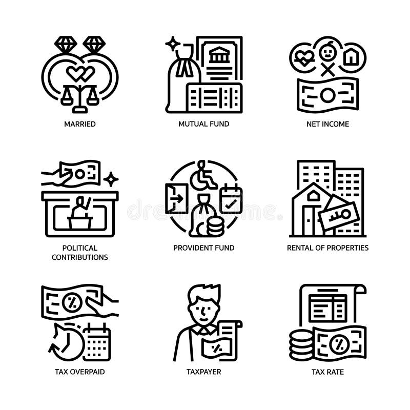 Individual Income Tax Icon Set Stock Vector - Illustration of ...