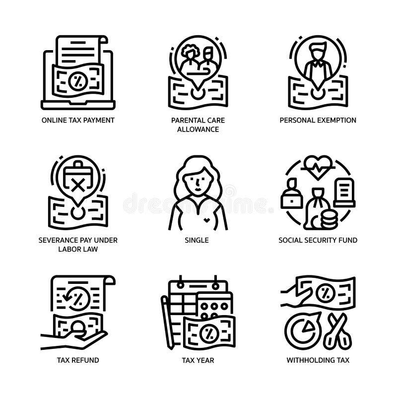 Individual Income Tax Icon Set Stock Vector - Illustration of severance ...