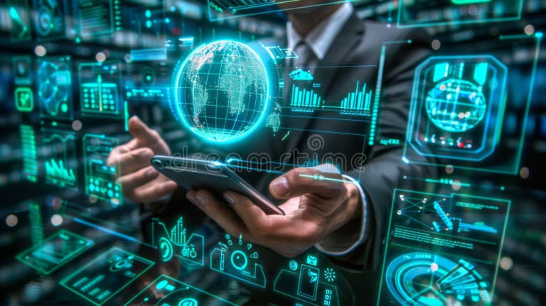 An Individual is Interacting with a Futuristic Holographic Interface ...