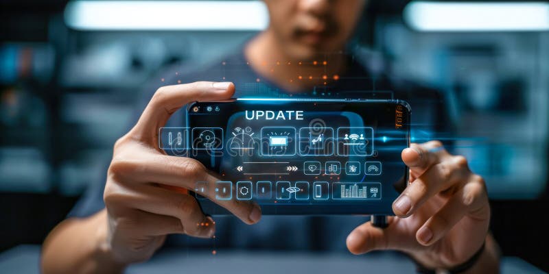 Individual Interacting with Smartphone during Software Update Process ...
