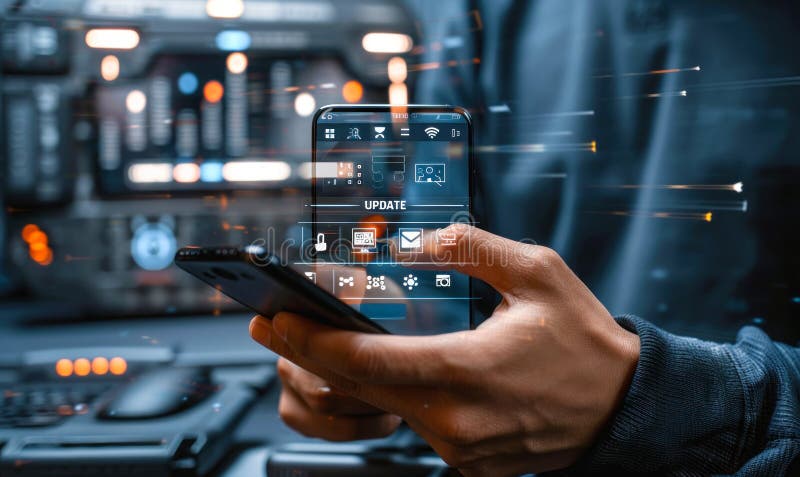 Individual Interacting with Smartphone during Software Update Process ...