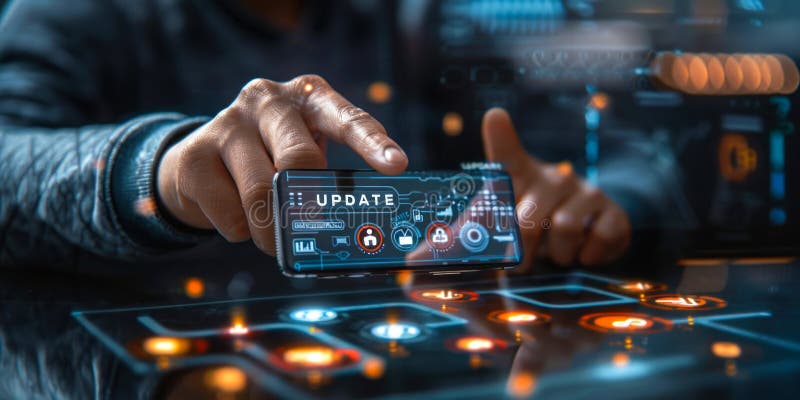 Individual Interacting with Smartphone during Software Update Process ...
