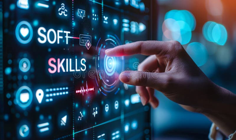 Individual Interacting with Virtual Interface Highlighting Soft Skills ...