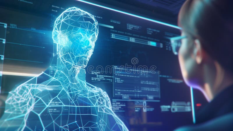 An Individual Interacts with a Holographic Figure Using Advanced Tracking and Depthmap ...