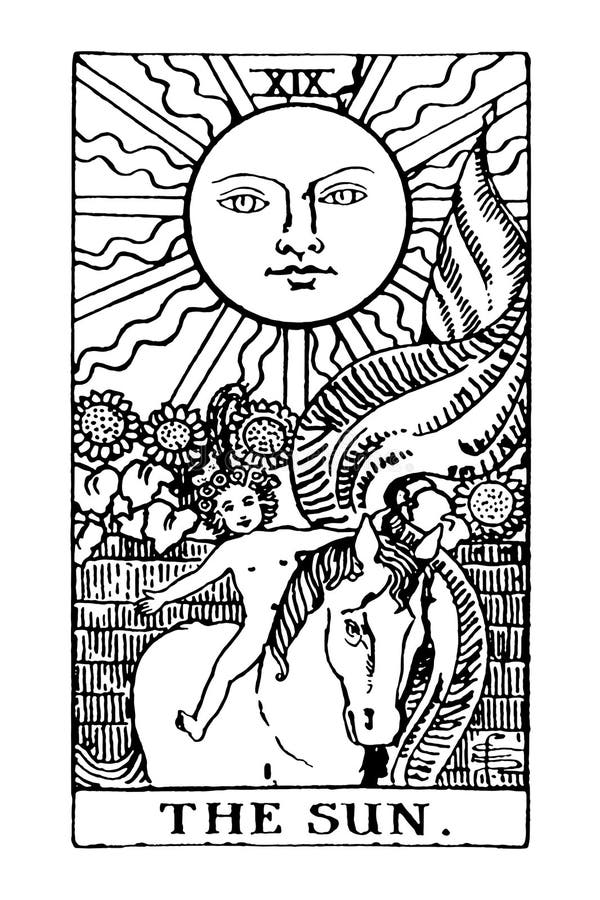 The Sun Major Arcana Tarot Card Stock Vector - Illustration of mystical ...