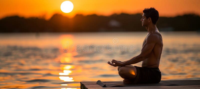 Individual Meditating in Nature Emphasizing Inner Peace and Harmony ...