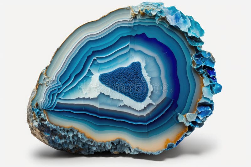 An Individual Piece of Blue Agate Displayed on a White Background Stock ...