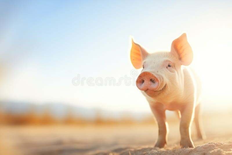Individual Pig with Sunlit Backdrop Stock Image - Image of tranquil ...