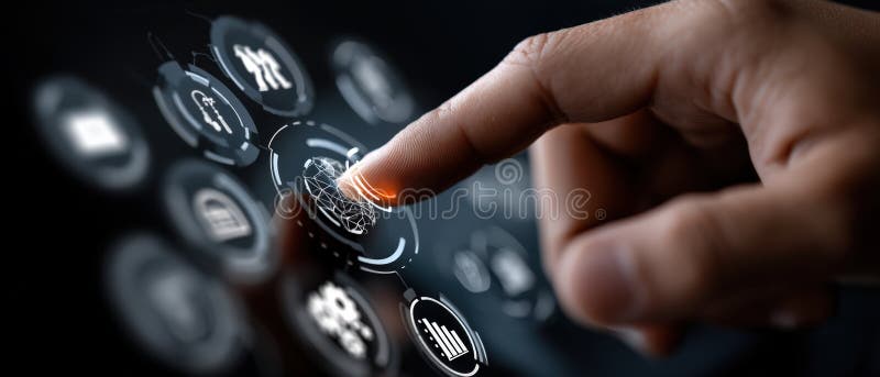 An Individual is Placing Their Finger on a Touchscreen Interface Stock ...