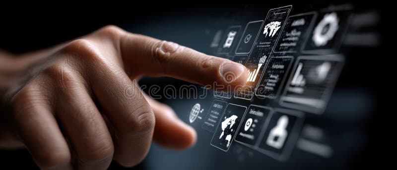 An Individual is Placing Their Finger on a Touchscreen Interface Stock ...