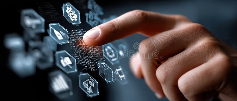 An Individual is Placing Their Finger on a Touchscreen Interface Stock ...