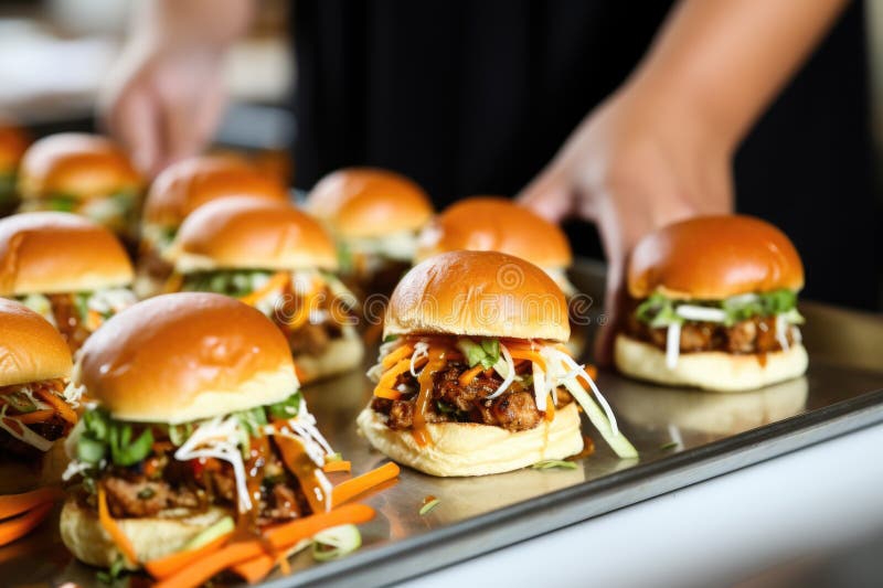 Individual Plating Spicy Bbq Pork Sliders Stock Image - Image of ...