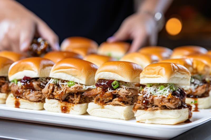 Individual Plating Spicy Bbq Pork Sliders Stock Photo - Image of ...