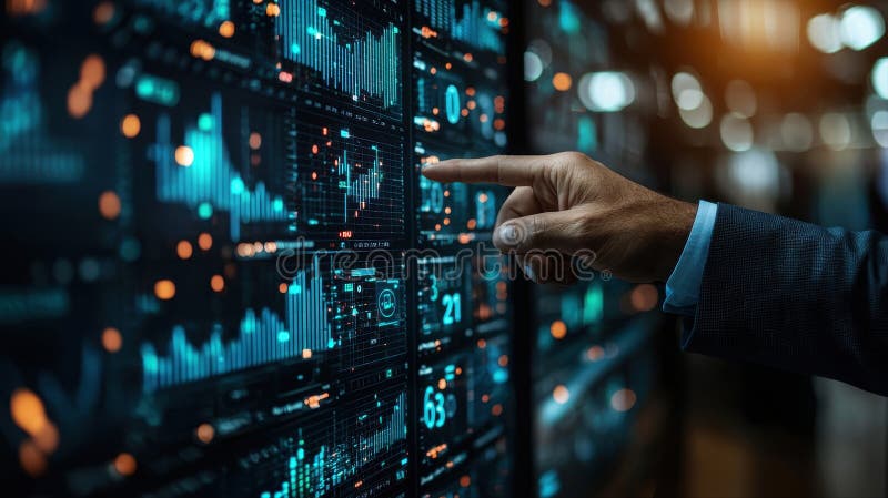 Individual Pointing at a Wall Covered with Data Visualizations ...
