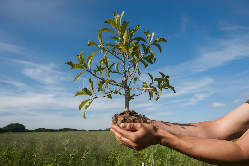 Individual Practicing Environmental Stewardship by Holding Young Tree ...