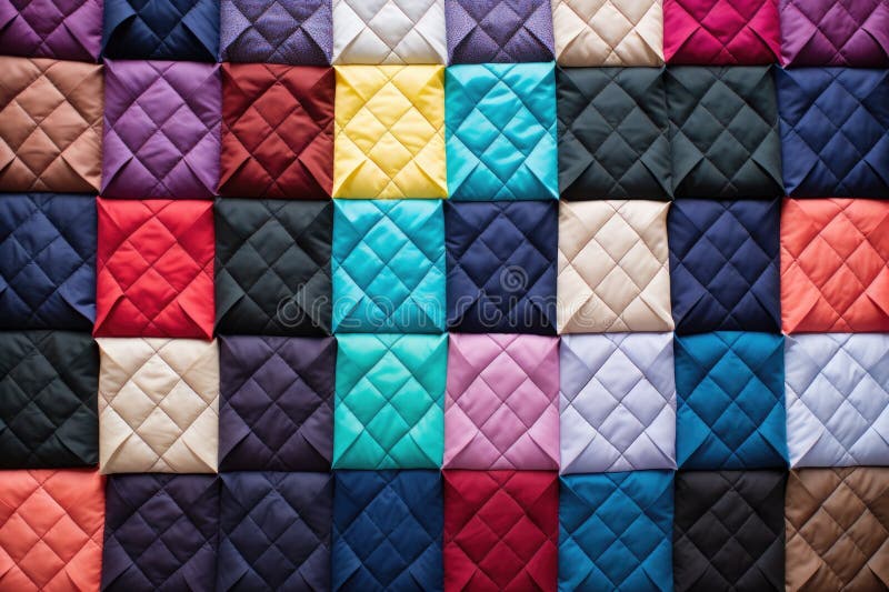 Individual Quilted Square Patterns on a Plain Backdrop Stock ...