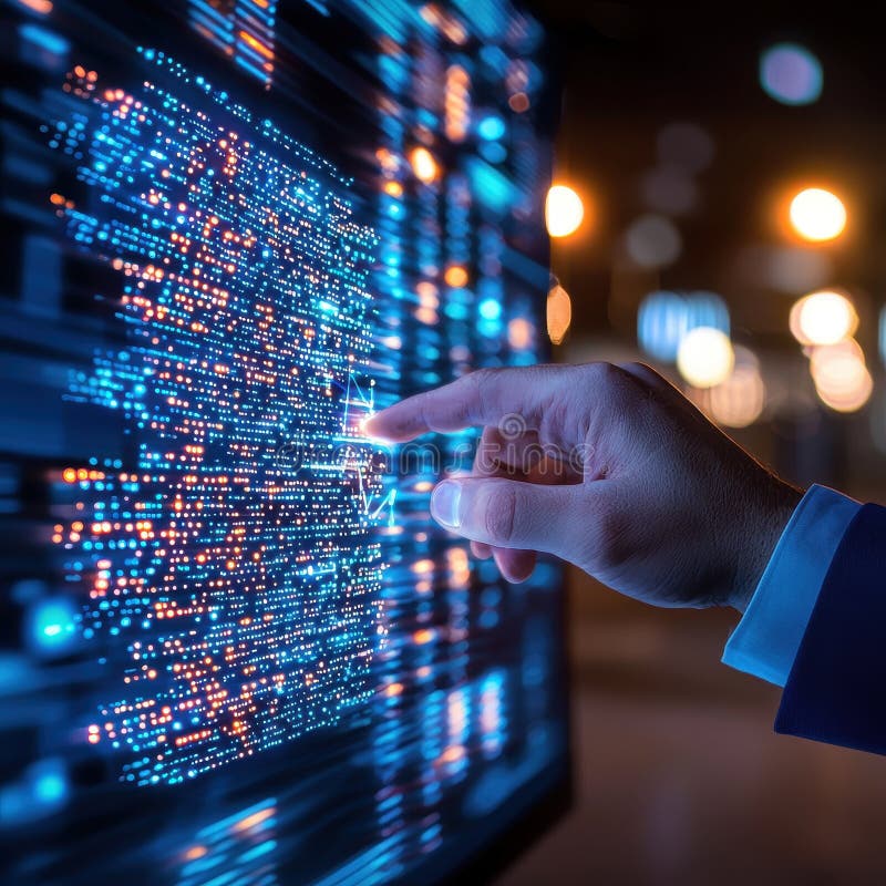 Individual S Hand Touching Digital Screen with Finger Demonstrating ...