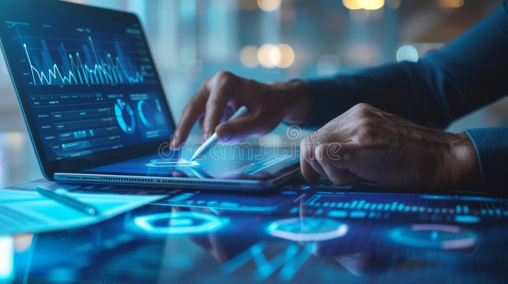 An Individual S Hands Using a Stylus on a Tablet with Financial ...