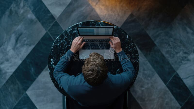 Individual Working Intently Laptop Modern Workspace Setting Stock ...