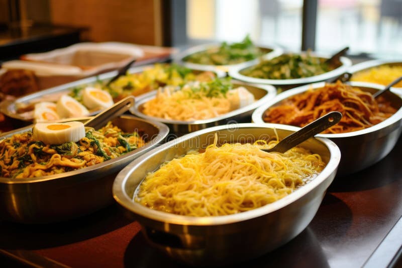 Individual Self-serving Ramen at a Buffet Stock Photo - Image of ...