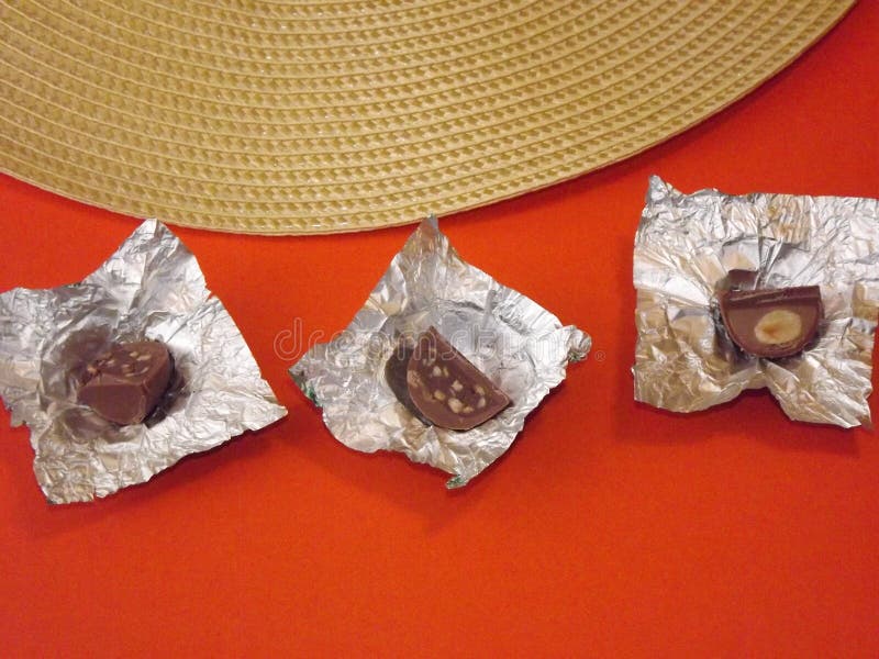 Individual Silver Wrapped Chocolates with Different Fillings in a Box ...