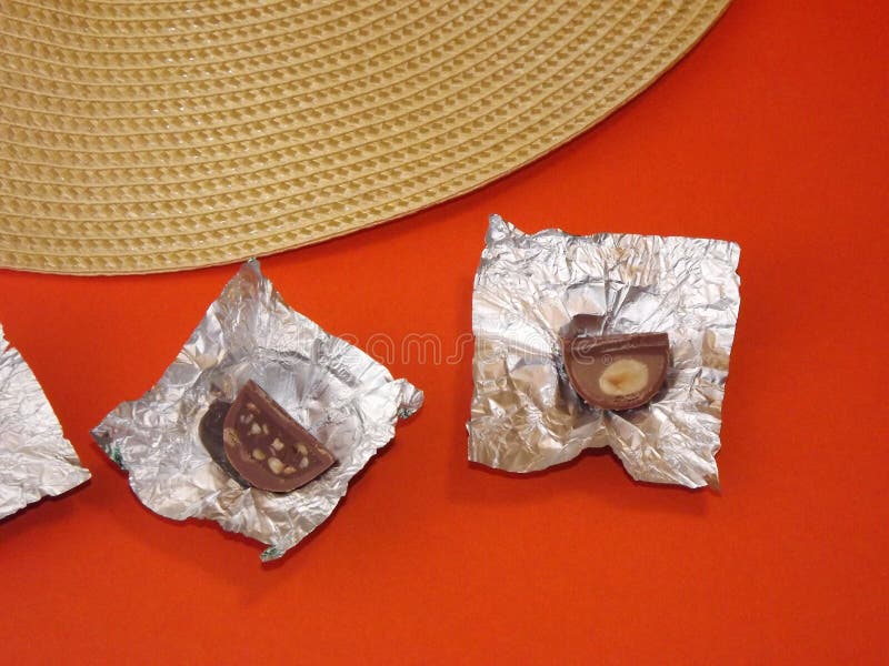 Individual Silver Wrapped Chocolates with Different Fillings in a Box ...