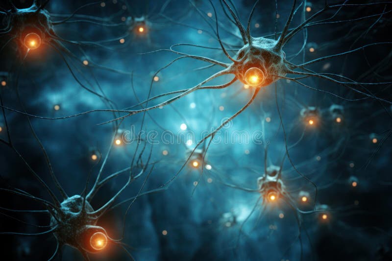 Individual Single Neuron Synapses. Generate Ai Stock Illustration ...