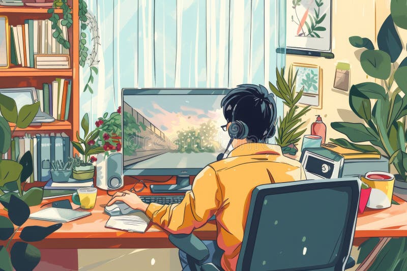 Teleworking Scenario Stock Illustrations – 4 Teleworking Scenario Stock ...