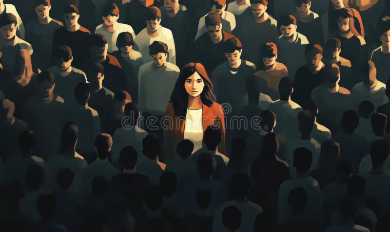 Individual Standing Out in Crowd, Surrounded by Faceless Figures ...