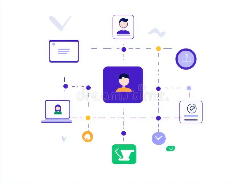 Individual Surrounded by Various Icons Representing a Comprehensive ...