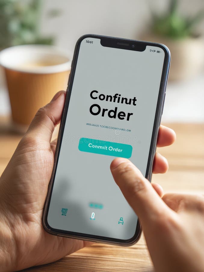 User Confirming Order on Ecommerce Mobile App with Casual Background ...