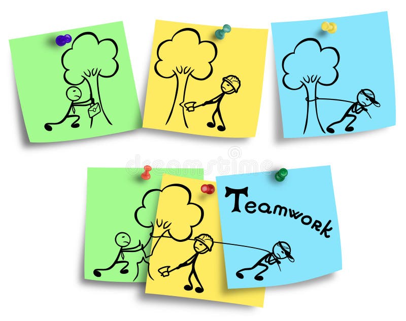 Individual and Team Work Efficiency Drawing. Stock Illustration ...