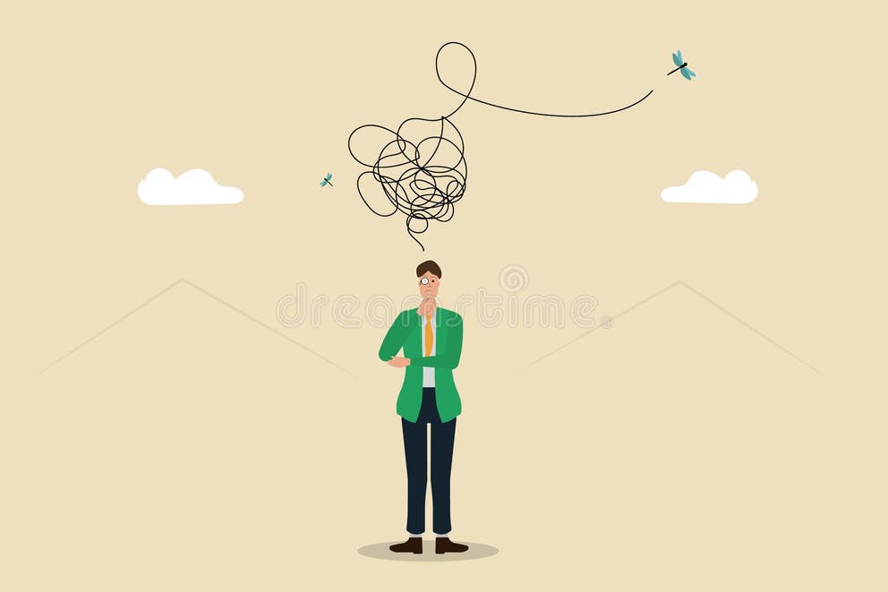 Individual Thinking about Complex Problems Stock Vector - Illustration ...