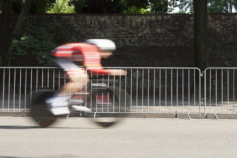 Individual Time Trial Cyclist on a Street Stock Image - Image of ...