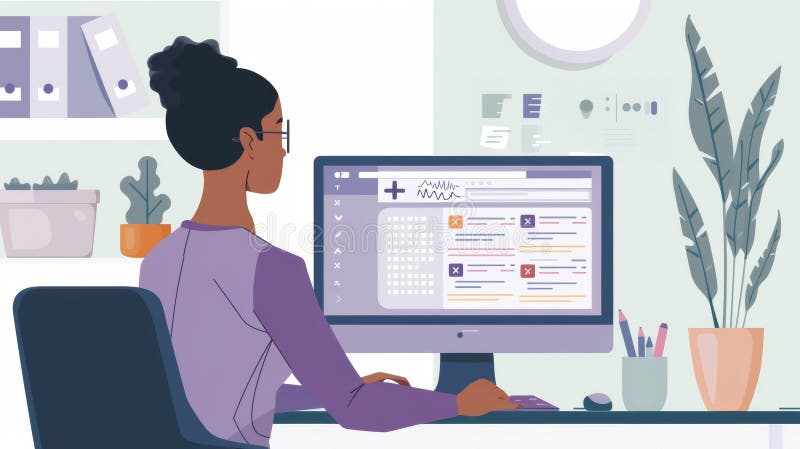 An Individual Using a Desktop Computer To Access a Digital Platform for ...