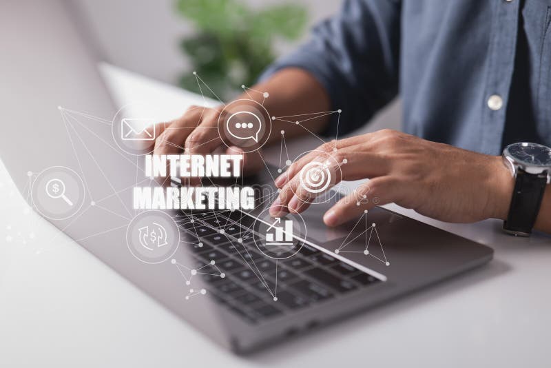 Individual Using a Laptop is Promoting on the Internet Stock Image ...