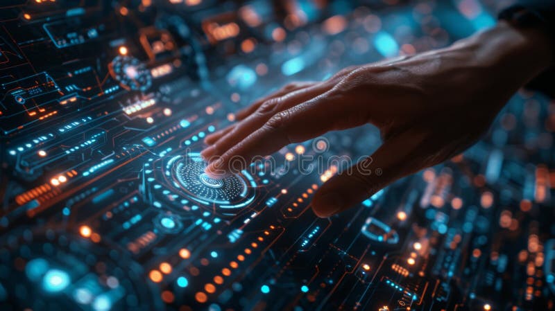 An Individual is Using Their Hand To Press a Button on a Sophisticated ...