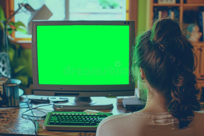An Individual Working on a Computer in a Bright Office Space, Viewed ...
